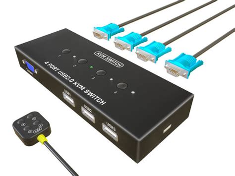 Getuscart Kvm Switch Vga 4 Port Vga Kvm Switch For 4 Computers Share 1 Monitor And 3 Usb 2 0