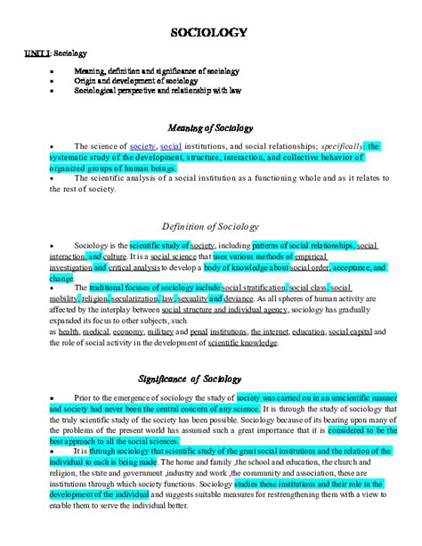 Sociology Notes Highlighted Pdfcoffeecom