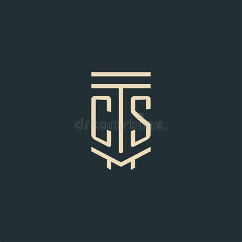 Cs Initial Monogram With Simple Line Art Pillar Logo Designs Stock