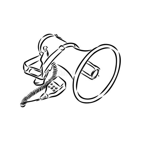 Megaphone Bullhorn Sketch Hand Drawn Vintage Vector Illustration