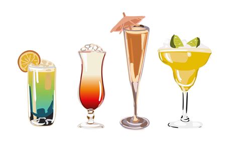 Cocktails Set Isolated Summer Classic Drinks In Glasses 12613391