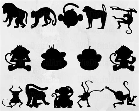 Monkey Svg Monkey Silhouette Monkey Svg Bundle Monkey Svg Design