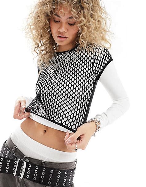 Asos Design Top Double épaisseur Avec Tulle Ivoire Asos
