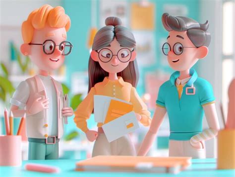 Premium Photo Friendly Animated Characters In Classroom Setting