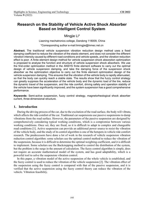 Pdf Research On The Stability Of Vehicle Active Shock Absorber Based