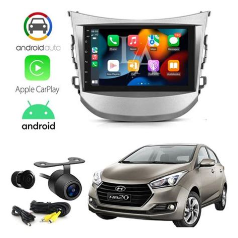 Kit Central Multimidia Android Hb20 Carplay Moldura E Câmera Duinb Central Multimídia Para