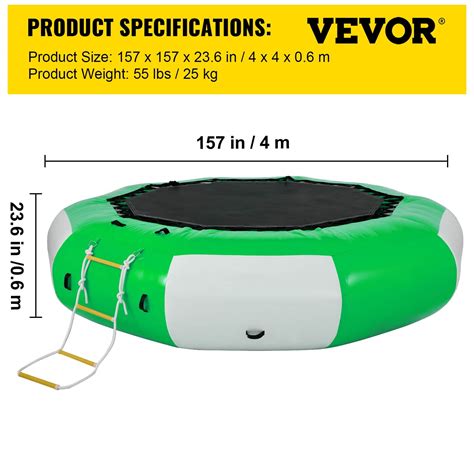Vevor Inflatable Water Trampoline Round Inflatable Water Bouncer With