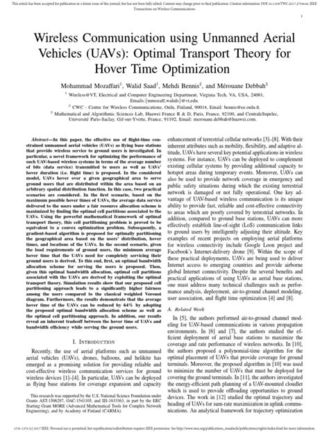 Wireless Communication Using Unmanned Aerial Vehicles Uavs Optimal