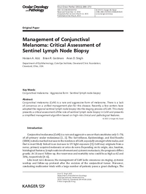 Pdf Management Of Conjunctival Melanoma Critical Assessment Of