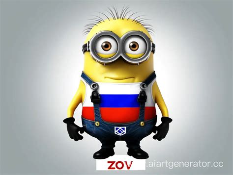 Russian Flag Minion In Zov Tshirt Ai Art Generator