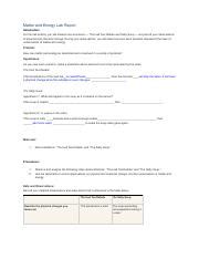 Matter And Energy Lab Report Pdf Matter And Energy Lab Report Introduction For This Lab
