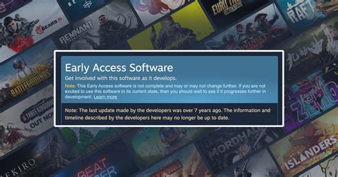 Steam Adds Warning Flagging Potentially Abandoned Early Access Games