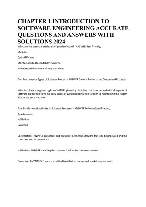 Chapter 1 Introduction To Software Engineering Accurate Questions And