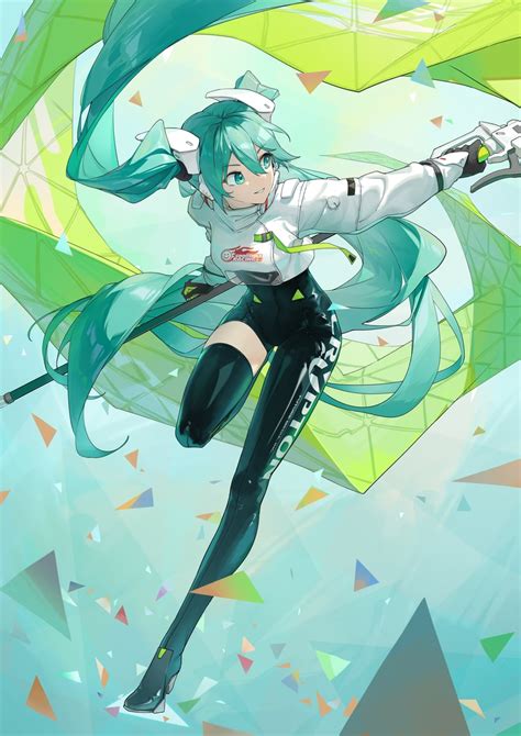 Hatsune Miku Racing Miku And Racing Miku Vocaloid And 1 More Drawn