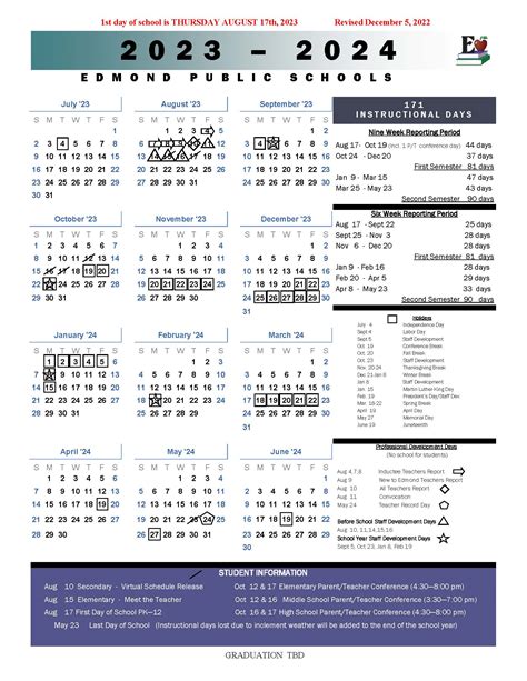 Calendar Edmond Public Schools
