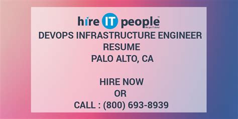 Devops Infrastructure Engineer Resume Palo Alto Ca Hire It People