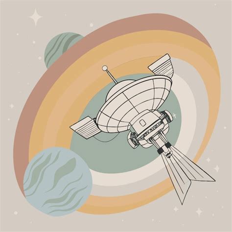 Drawing Of A Space Probe Flying Through A Lunar Rainbow Made In A