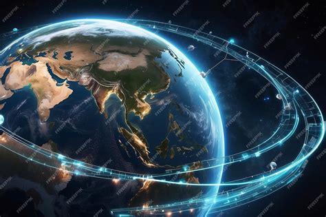 Global Network And Internet Connection In Orbital Earth Globe Concept Of Wireless Digital
