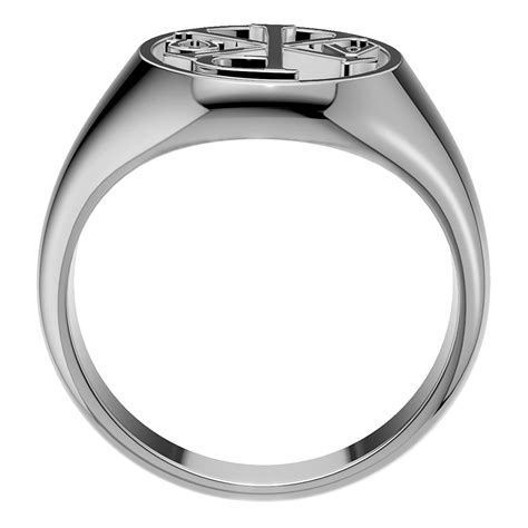 Silver Mens Chi Rho Alpha Omega Ring