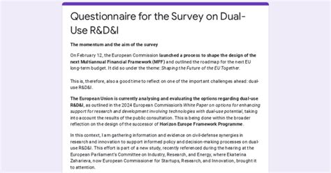Questionnaire For The Survey On Dual Use Randdandi Digital4security