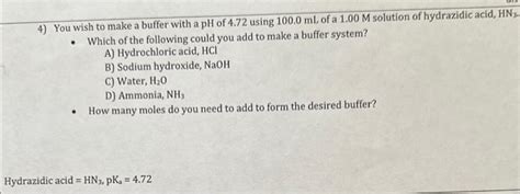 Solved You Wish To Make A Buffer With A Ph Of Using Chegg
