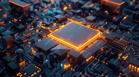 Premium Photo Computer Engineering Abstract 3d Render Of Cpu Chip On