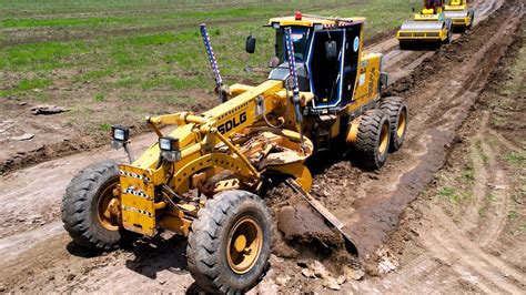 Sdlg G9190 Motor Grader And Road Roller Compactor Installation Road In