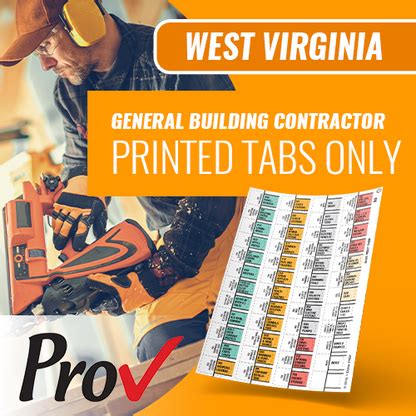 West Virginia General Building Contractor Exam Pre Printed Tabs Prov
