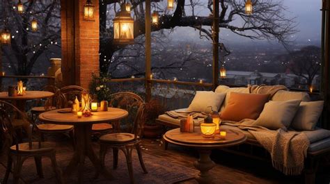 Premium Ai Image Winter Warmth Cozy Caf In Soft Amber Light