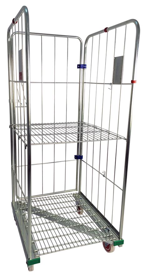 Roll Cage Stock Trolleys 3 Side Roll Cage Trolley With Shelf