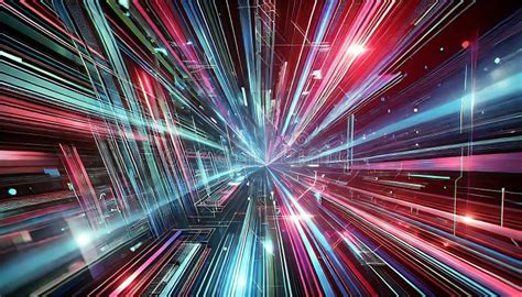 Dynamic Digital Glitch Patterns With Sharp Neon Lines Created Using