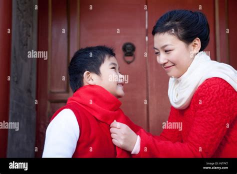Tender Moment Between Mother And Son Stock Photo Alamy