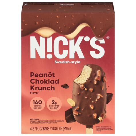 Save On Nicks Swedish Style Bar Frozen Dessert Peanot Choklad Krunch