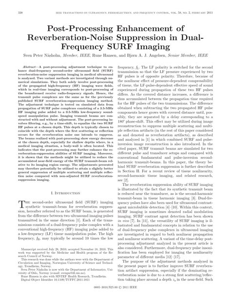 Pdf Post Processing Enhancement Of Reverberation Noise Suppression In Dual Frequency Surf Imaging