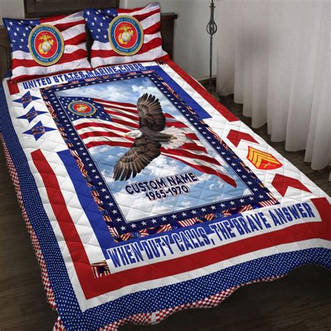 Us Marine Corps E 5 Marines Sergeant Quilt Bed Set King Proud Us