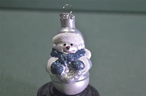 Купить Елочная новогодняя игрушка Снеговик Стекло МПО Иней СССР в интернет аукционе