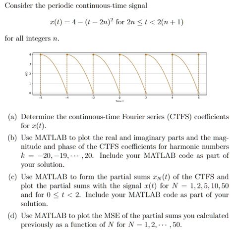 Consider The Periodic Continuous Time Signal Xt 4 T 2n2 For