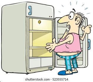 Shocked Man Looking Into Empty Refrigerator Stock Vector Royalty Free