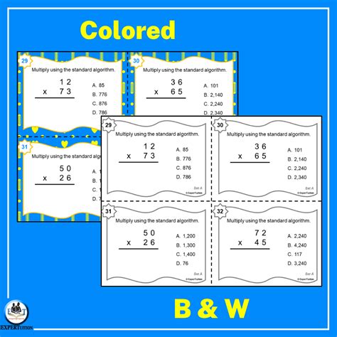 Standard Algorithm Multiplication Worksheets Multiplying Up To 3