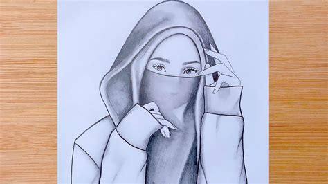 How To Draw A Girl Wearing Hijab Step By Step Pencil Sketch For Beginners Muslim Girl