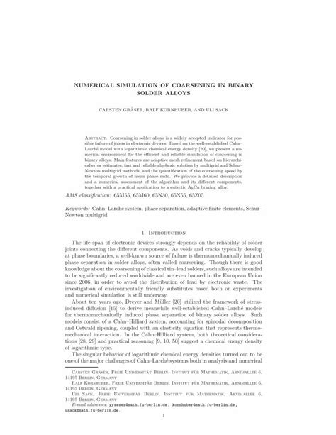 pdf numerical simulation of coarsening in binary solder … · tains the