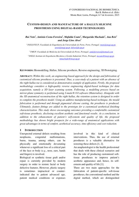 Pdf Custom Design And Manufacture Of A Hallux Silicone Prosthesis