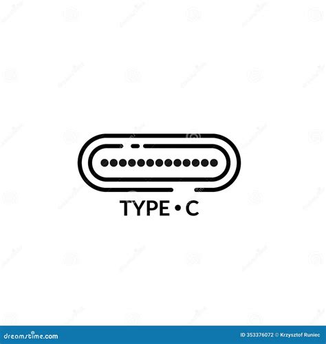 USB Type C Connector Designation Vector Icon Stock Illustration Illustration Of Vector Icon