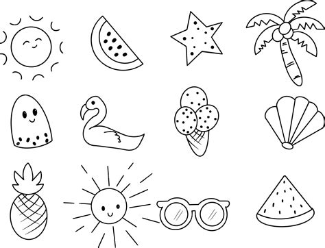 Premium Vector Summer Doodle Illustration Element Icon Set