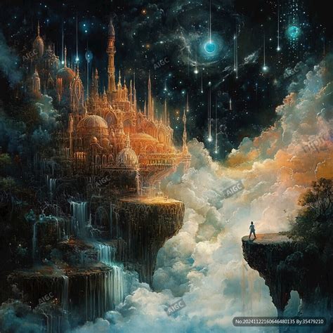 Ai创作图梦幻场景插画 幻想梦境插画 仙境梦境幻境 迷失的奇幻世界 梦幻城堡插画 天界晓钟风景插画 神话风格背景图 唯美梦幻场景 3d奇幻艺术