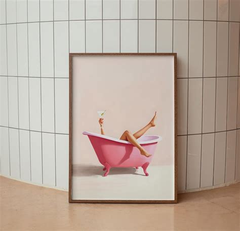 Cute Bathroom Wall Art Funny Bathroom Wall Art Print Trendy Minimalist Pink Girly Wall Art