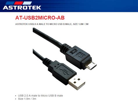 Astrotek USB 2 0 Digital Cable AM Micro B 5pin 3 0m Black RoHS AT USB2MICRO AB 3M Mwave