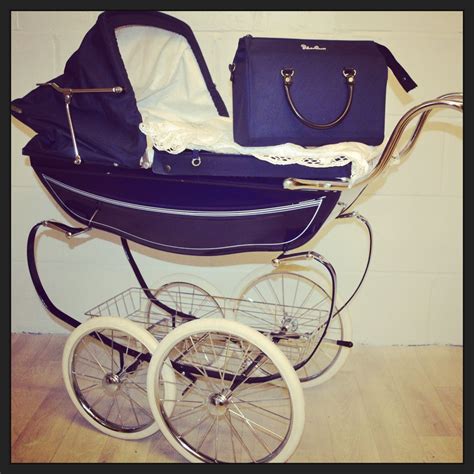 Classic Navy Silver Cross Dolls Pram With Matching Bag And Pram Cover