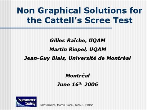 Non Graphical Solutions For The Cattells Scree Test