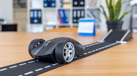 Computer Mouse Car Business Computer Mouse With Car Wheels Stock
